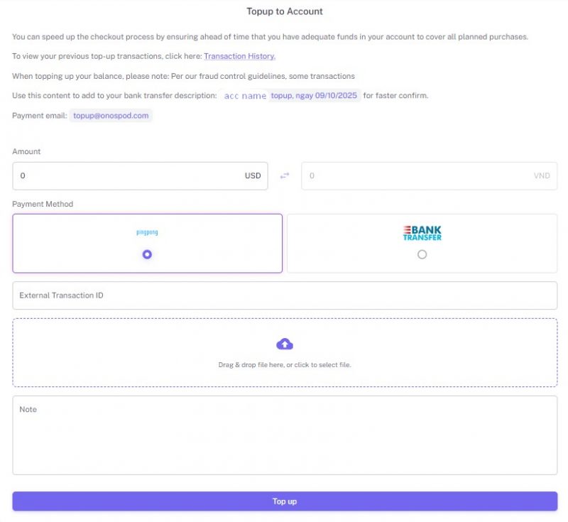 How to Topup Manual Print on Demand with Onospod